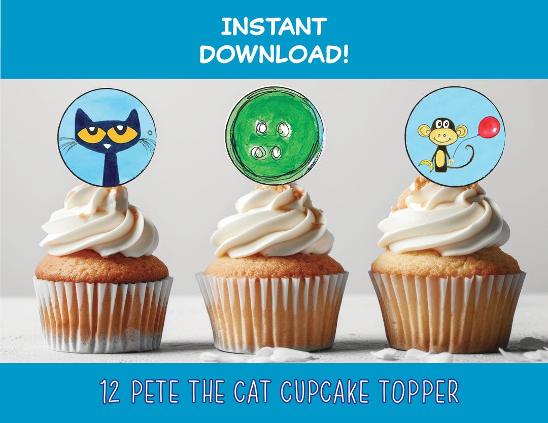 12 PETE THE CAT Instant Download Cupcake Toppers - Etsy