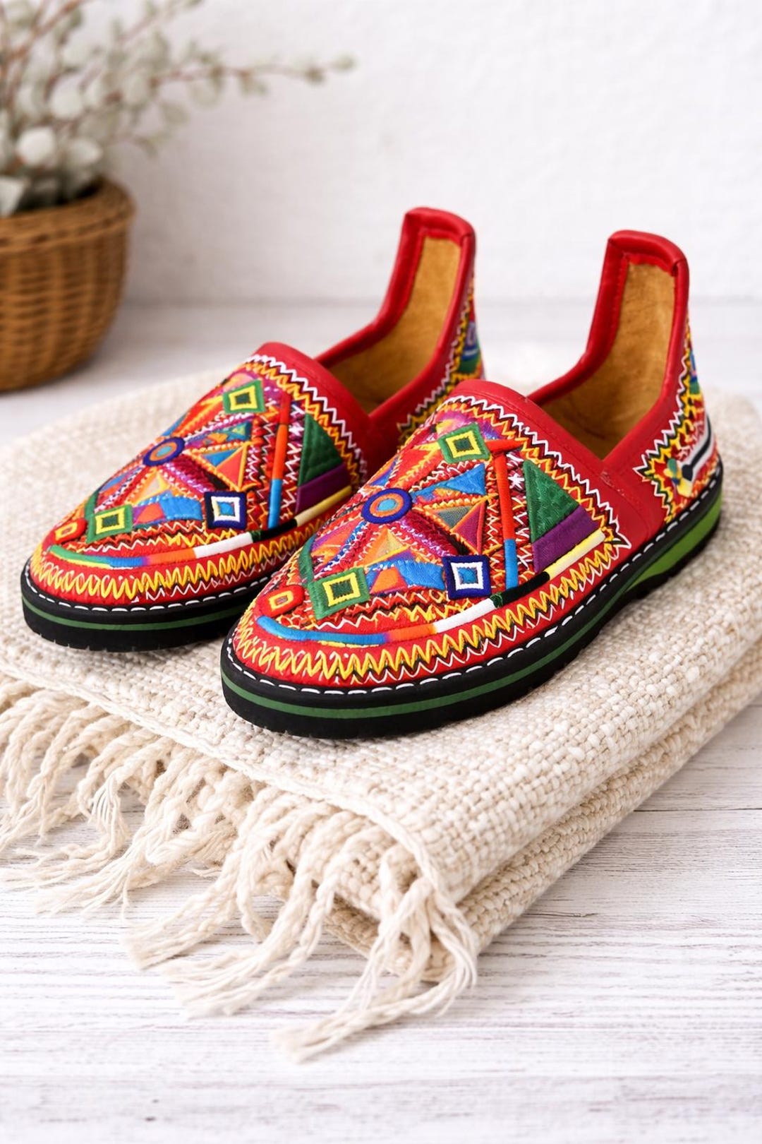 Amazigh Babouch | Berber Embroidered Slippers | Handmade Moroccan ...
