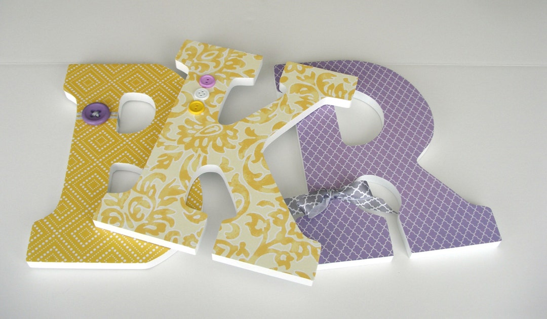Baby Name Letters, Lavender and Yellow Nursery Decor, Purple Bedroom ...