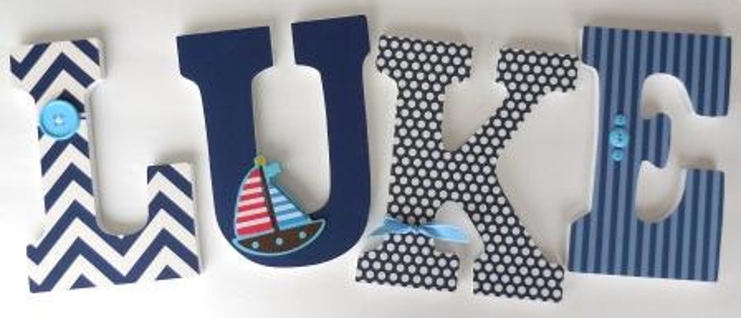 Wooden Letters for Boy Nursery, Sailboat Sailing Theme, Nautical Baby ...