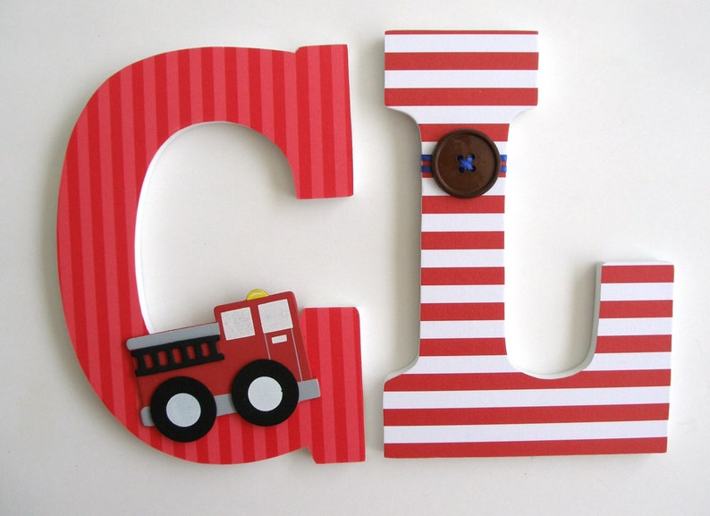 Personalized Wood Letter Set Firetruck Fire Engine Theme - Etsy