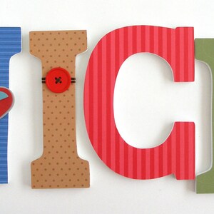Set of 4 Decorated 9" Wooden Letters, Personalized Nursery Name Décor ...