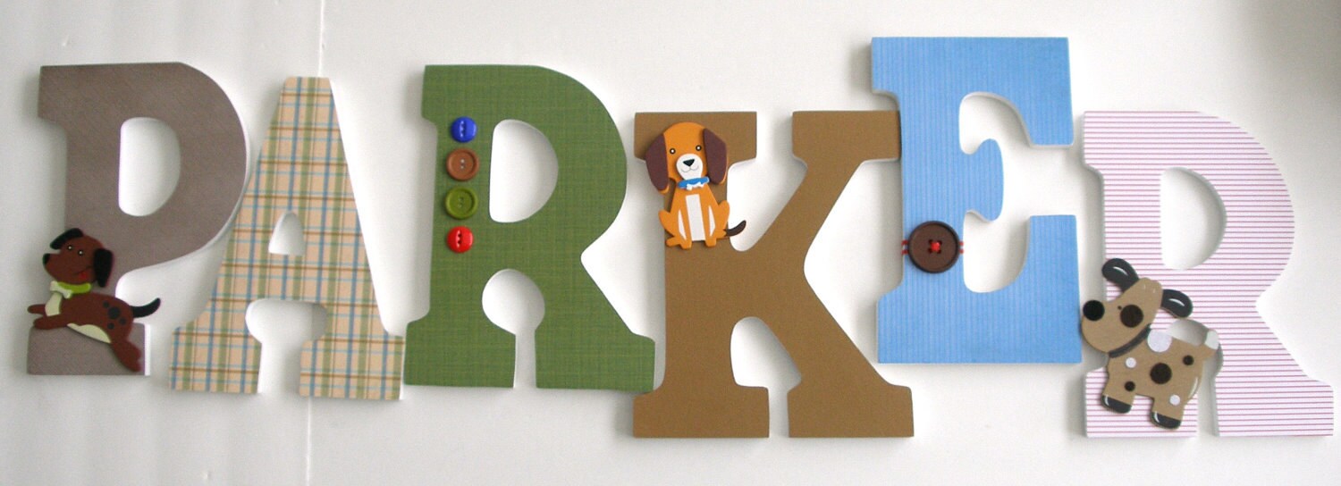 Set of 6 Decorated 9 Wooden Letters Personalized - Etsy