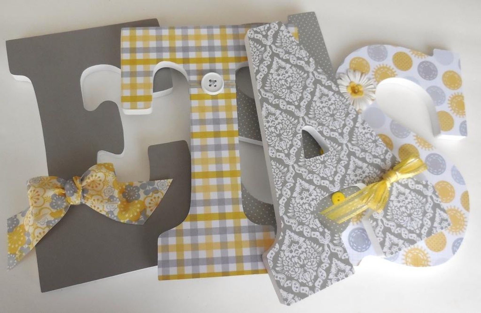 Yellow & Grey Custom Wooden Letters Personalized Nursery Name - Etsy