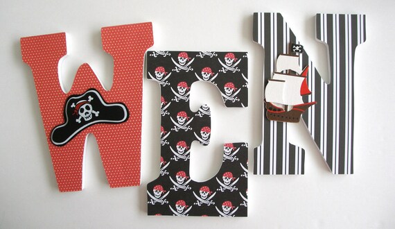 Custom Wood Letters for Nursery Pirate Theme Hanging Wood | Etsy