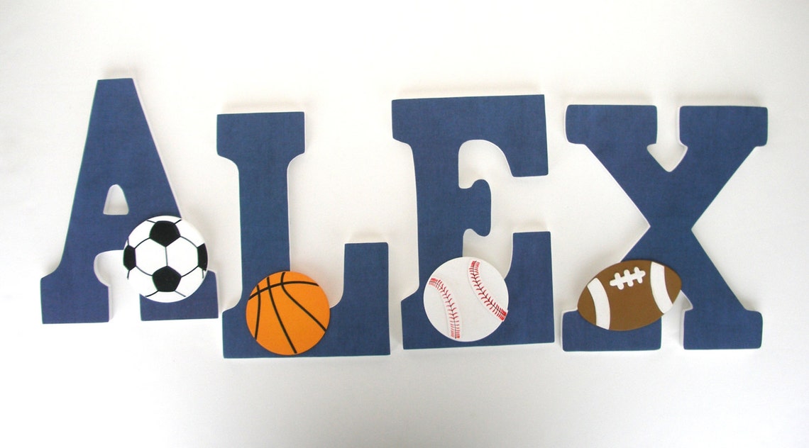Custom Decorated Wooden Letters Navy Blue Letters Nursery - Etsy