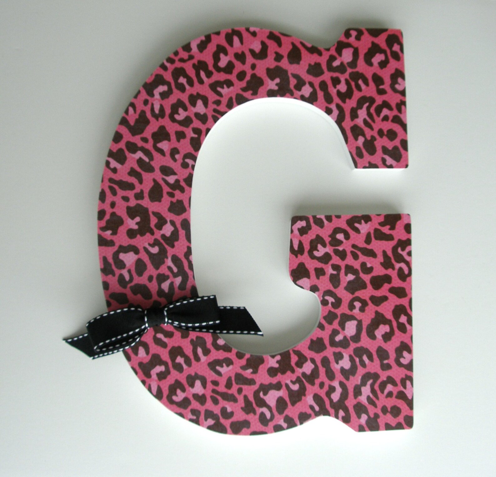 Custom Decorated Wooden Letters Pink and Black Leopard Theme | Etsy