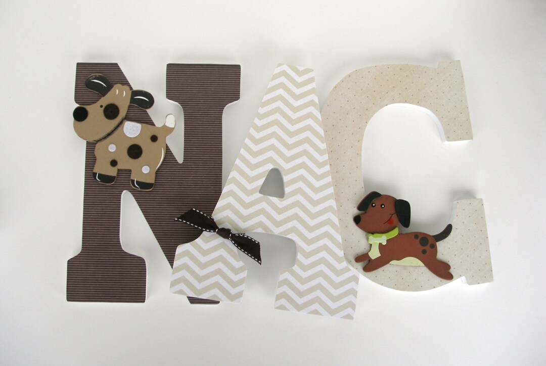 Puppy Dog Custom Decorated Wooden Letters, Personalized Nursery Name ...