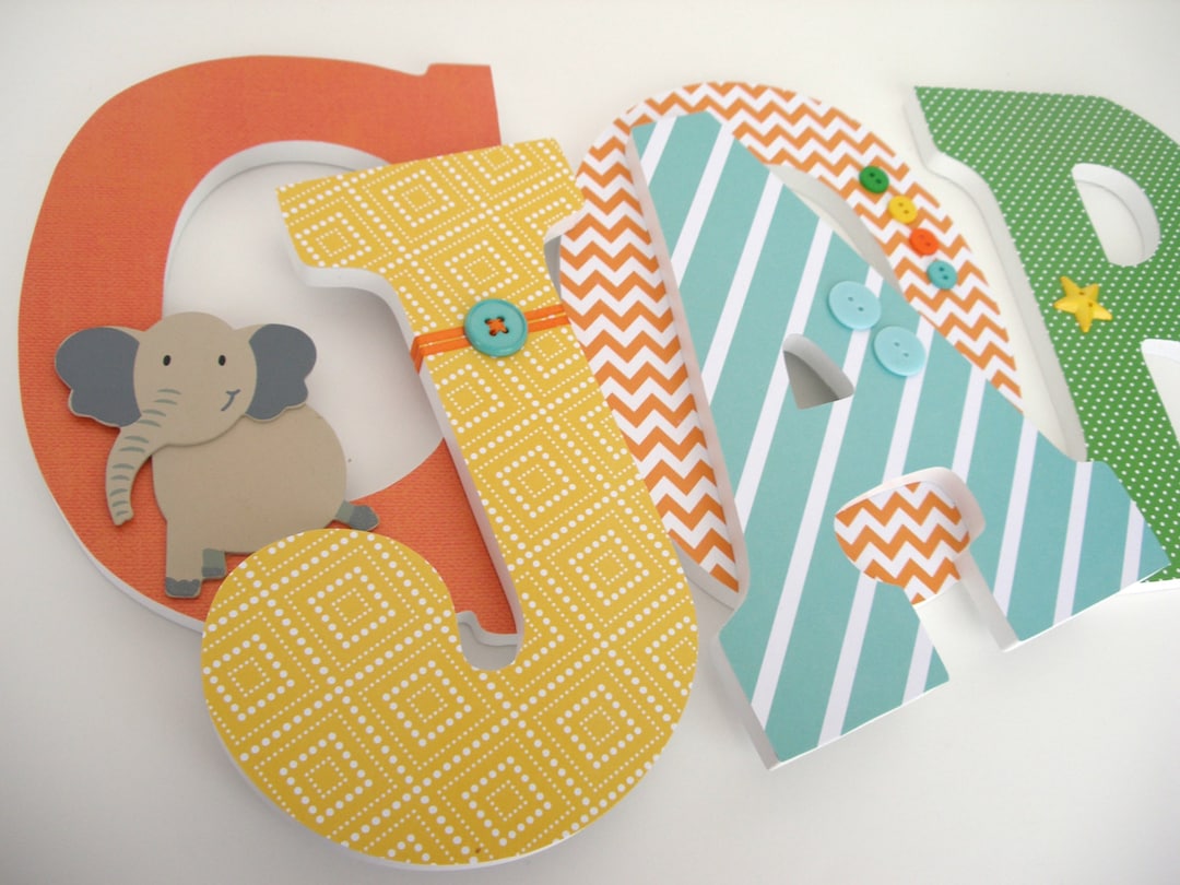 Wood Letters for Bedroom, Green, Yellow, Orange, and Teal Turquoise ...