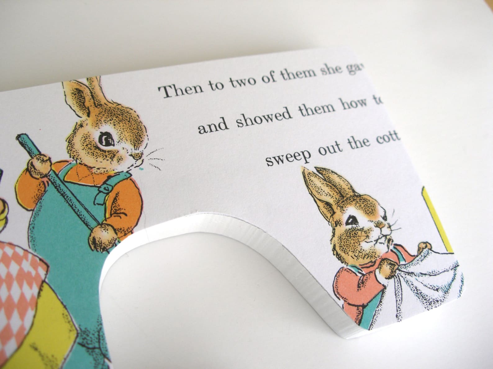 Custom Wood Letters Children's Book Pages Nursery | Etsy