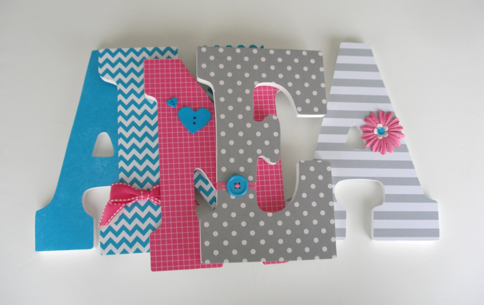 Baby Girl Nursery Wall Letters Gray Hot Pink and Teal - Etsy