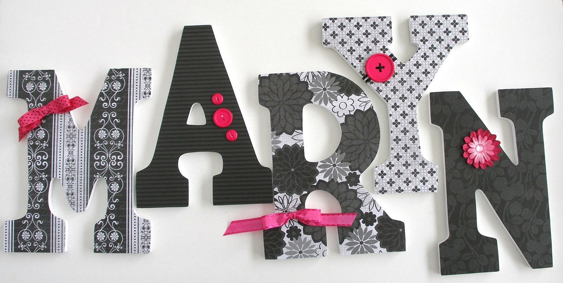 Set of 5 Decorated 9 Wooden Letters Nursery Name Décor - Etsy