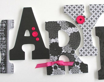 Set of 5 Decorated 9 Wooden Letters Nursery Name Décor | Etsy