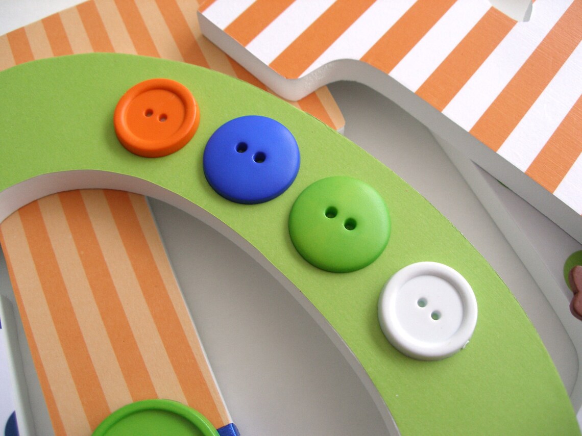 Nursery Wall Letters, Orange, Blue, and Green, Baby Boy Custom Wood ...