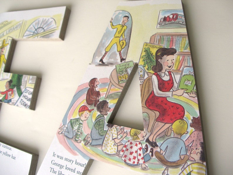 Curious George Custom Wood Letters Children's Book - Etsy
