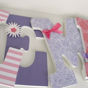 Baby Nursery Wall Letters, Pink and Purple, Custom Wood Letter Set ...