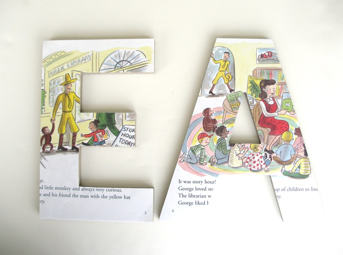 Curious George Custom Wood Letters Children's Book - Etsy