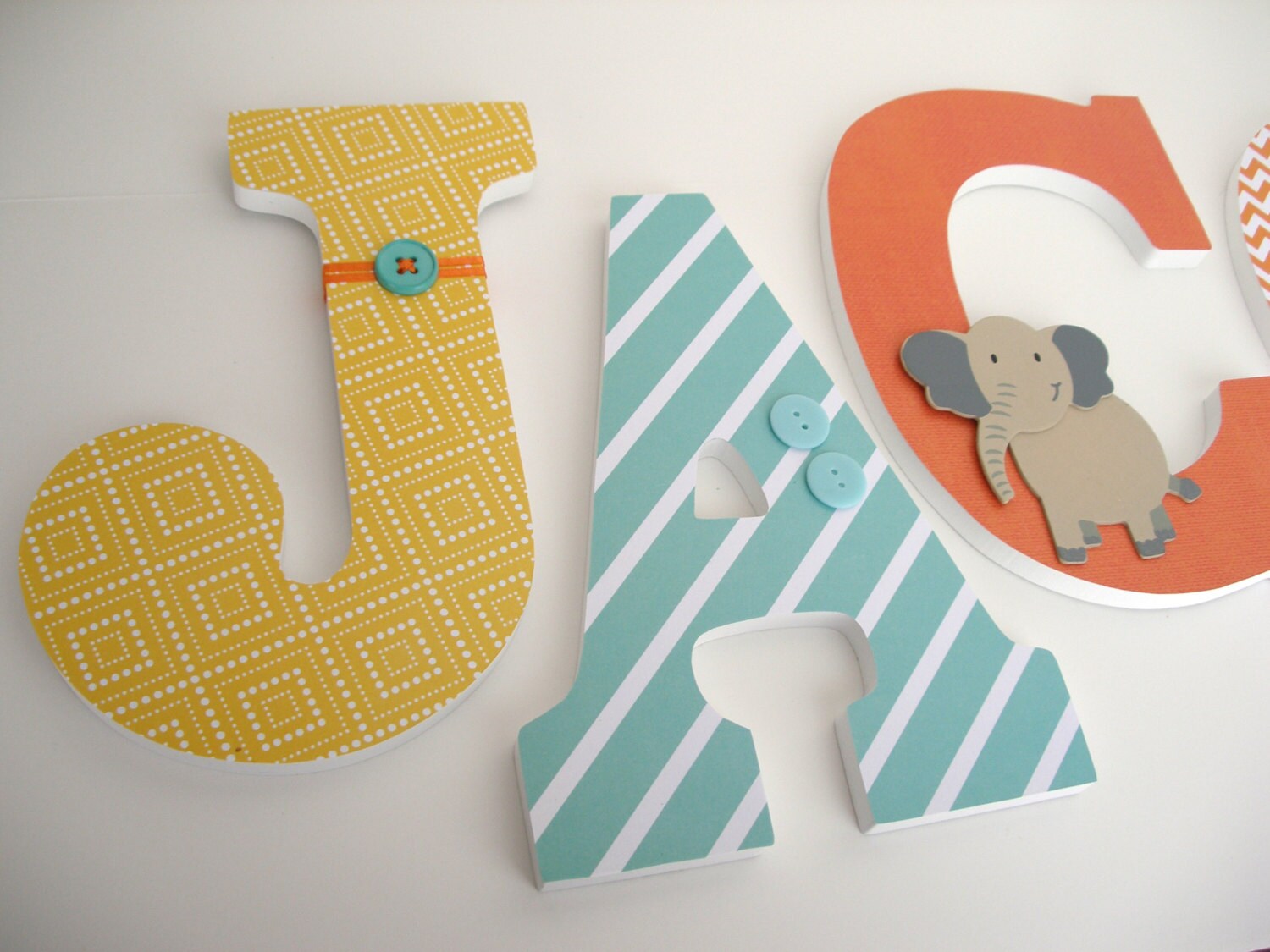 Wood Letters for Bedroom Green Yellow Orange and Teal - Etsy