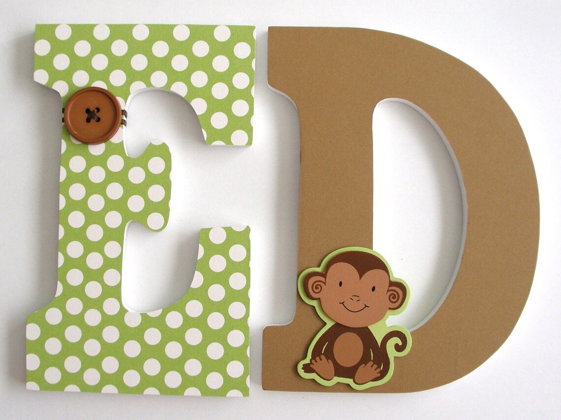 Monkey Custom Wooden Letters Personalized Nursery Name Décor - Etsy