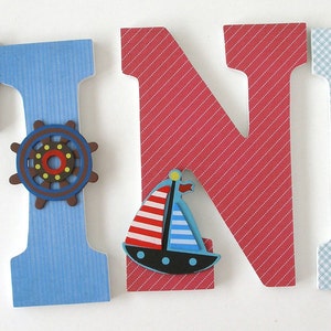 Set of 4 Decorated 9" Wooden Letters, Personalized Nursery Name Décor ...