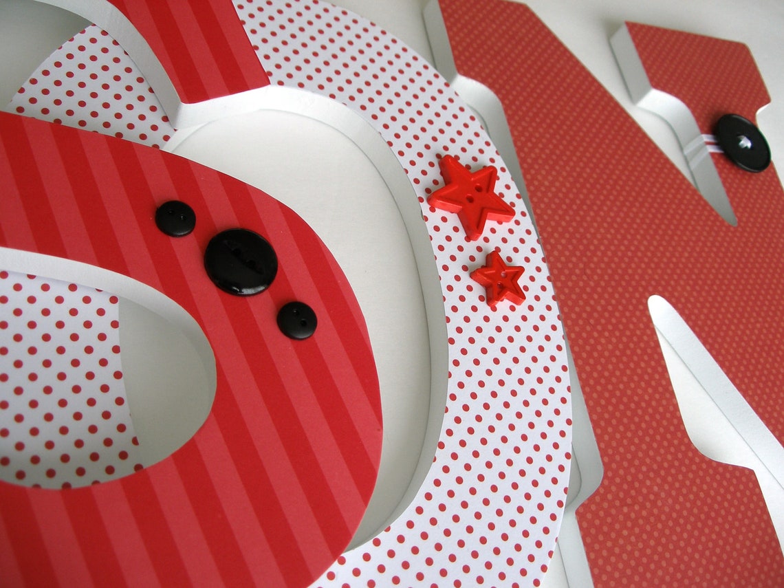 Hanging Wooden Wall Letters Red and Black Personalized | Etsy