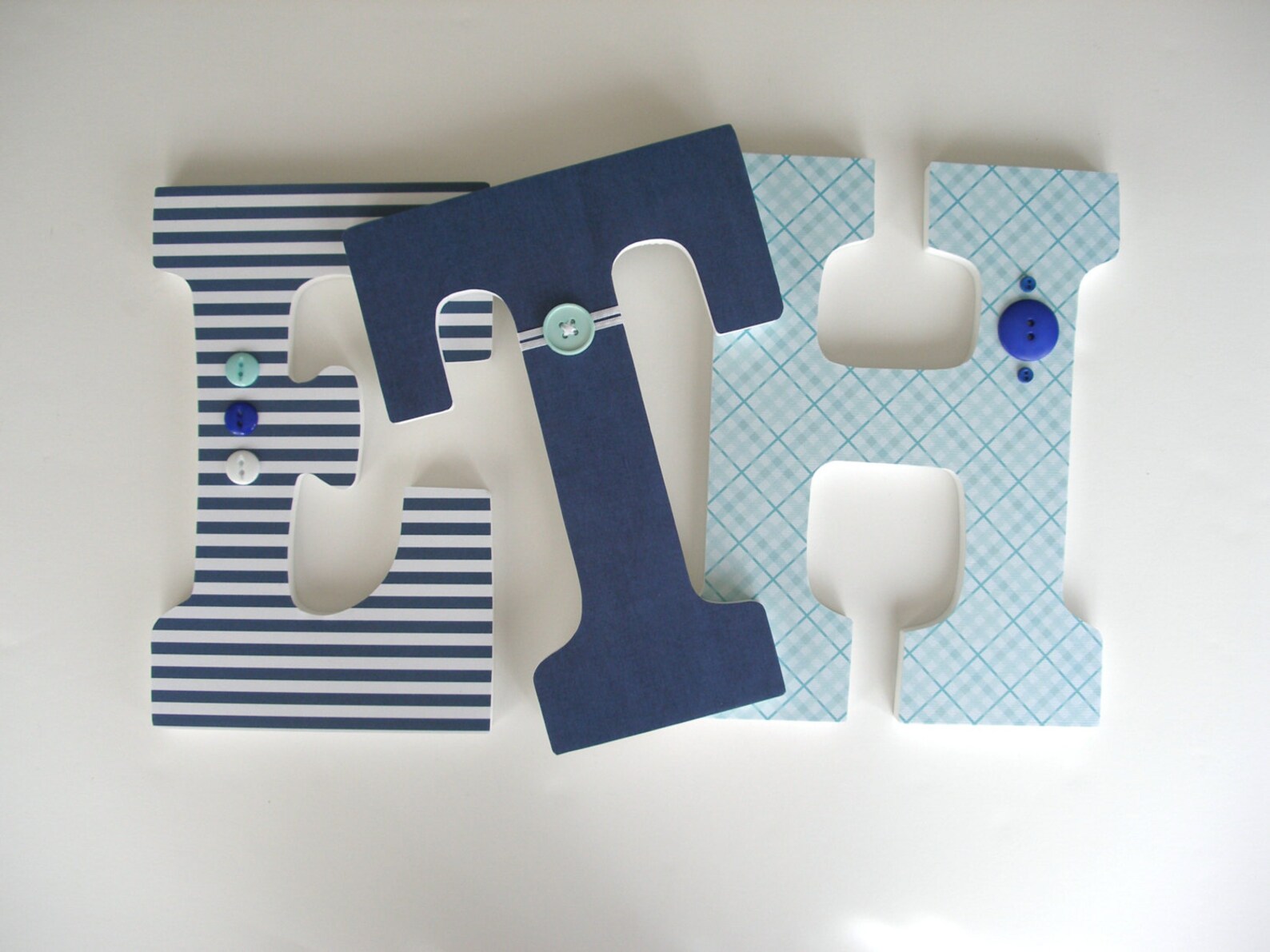 Custom Wooden Letter Set Aqua and Navy Blue Baby Name - Etsy