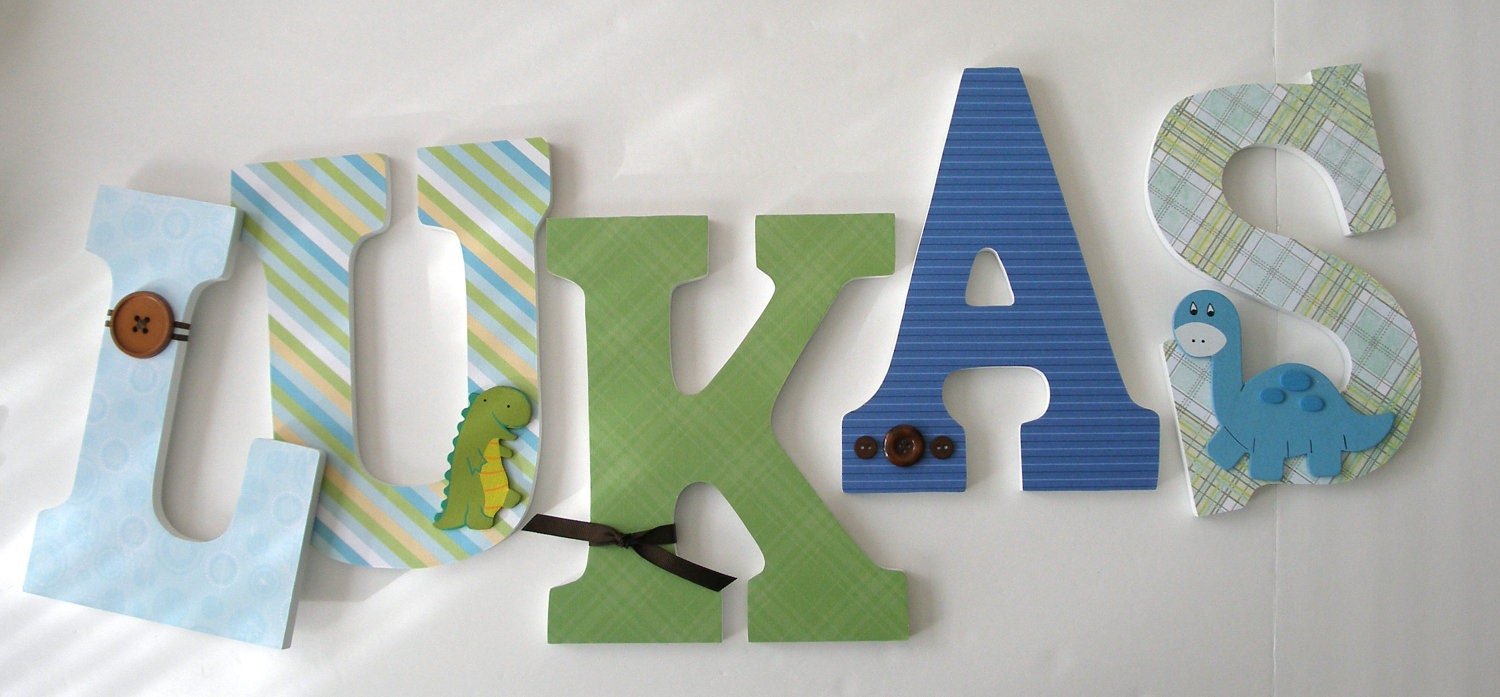 Set of 5 Decorated 9 Wooden Letters Nursery Name Décor | Etsy
