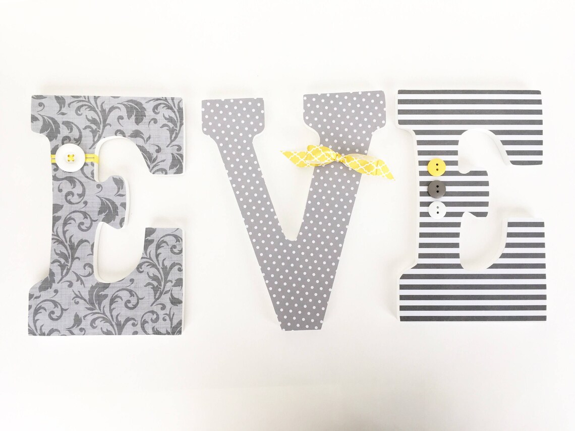 Gray Custom Wooden Letters with your Accent Color Personalized | Etsy