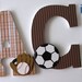 Hanging Wooden Letters, Sports Theme, Baseball, Football, Soccer ...