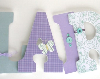 Set of 5 Decorated 9 Wooden Letters, Nursery Name Décor, Alphabet ...