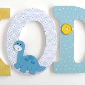 Hand Decorated Wooden Letters, Light Blue and Yellow, Baby Shower Gift ...