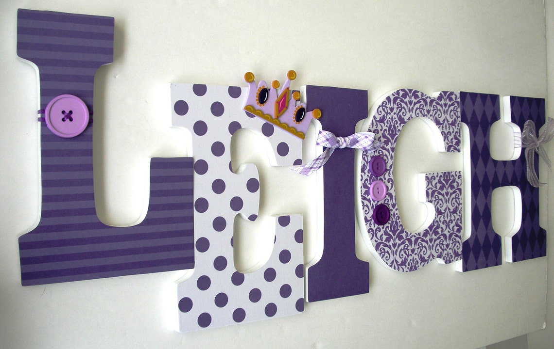 Set of 5 Decorated 9 Wooden Letters Nursery Name Décor - Etsy