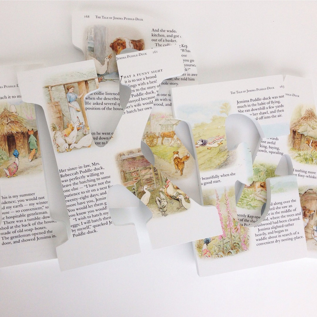 Beatrix Potter, Custom Wood Letters, Children's Book Pages, Nursery ...