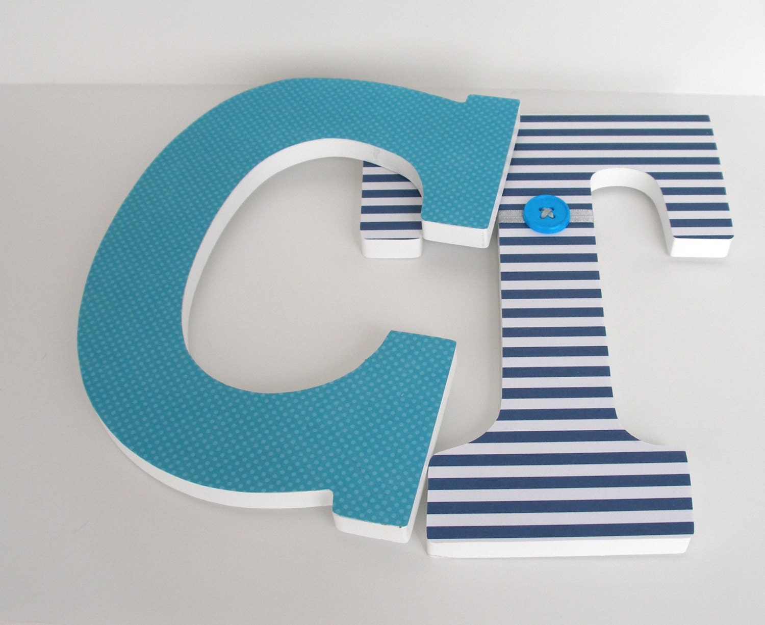 Custom Wooden Letter Set Teal and Navy Blue Baby Name | Etsy