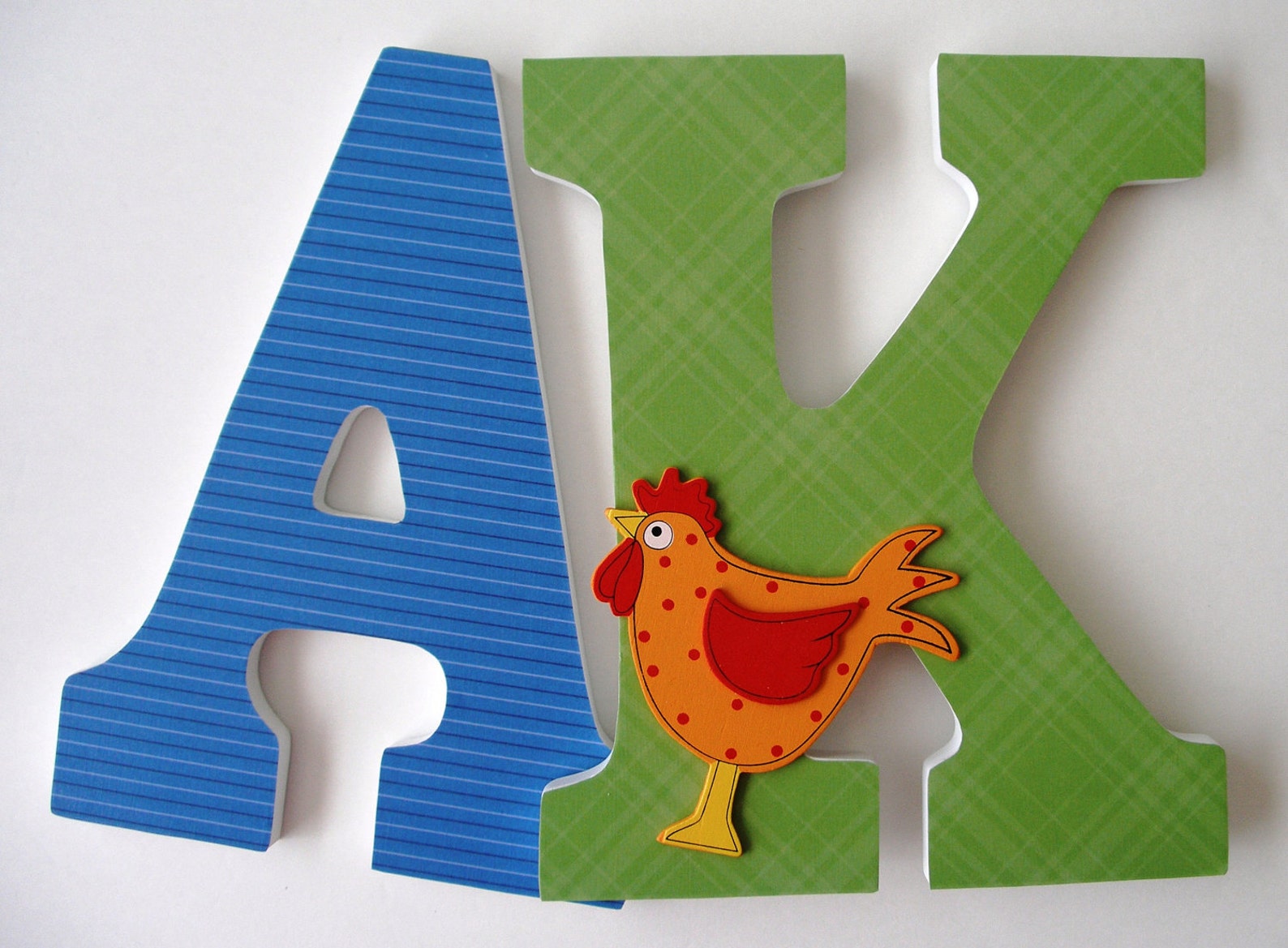 Custom Decorated Wooden Letters CHICKEN & ROOSTER Theme | Etsy