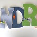 Wooden Wall Letter Set Navy Blue Green and Orange Hanging - Etsy