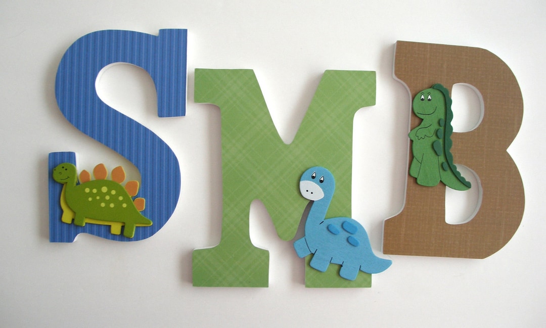 Set of 3 Decorated 9" Wooden Letters, Nursery Name Décor, Alphabet ...