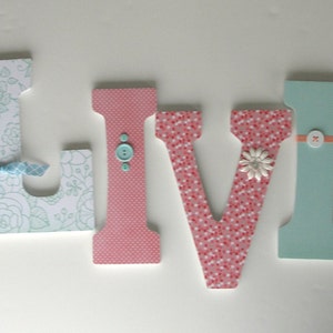 Set of 6 Decorated 9" Wooden Letters, Nursery Name Décor, Alphabet ...