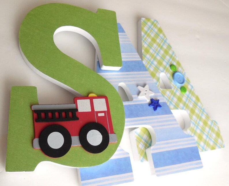 Personalized Wood Letter Set Firetruck Fire Engine Theme - Etsy