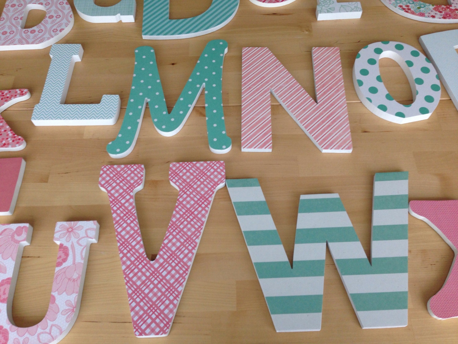 Wooden Wall Letters Coral and Teal Nursery Décor | Etsy