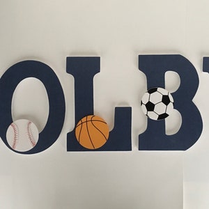 Hanging Wooden Letters, Sports Theme, Baseball, Football, Soccer ...
