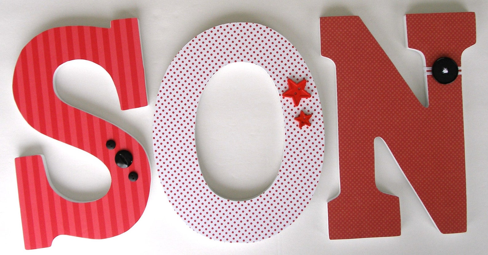 Hanging Wooden Wall Letters Red and Black Personalized | Etsy