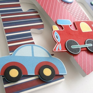 Wooden Letters for Nursery, Cars, Planes, and Trains Theme, Boys ...