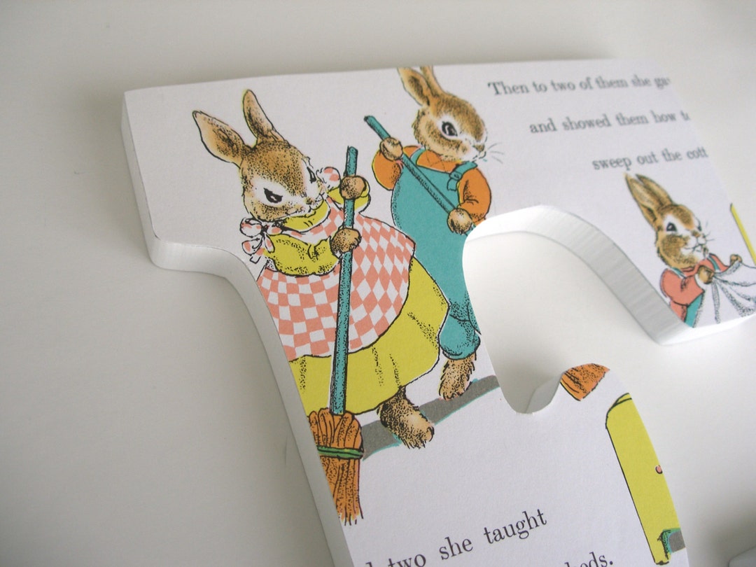 Children's Picture Book Pages Custom Wood Letters, Nursery Alphabet ...