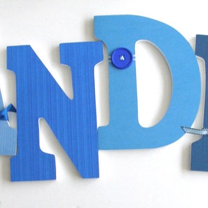 Custom Wooden Letters, Blue Theme, Personalized Nursery Name Décor ...