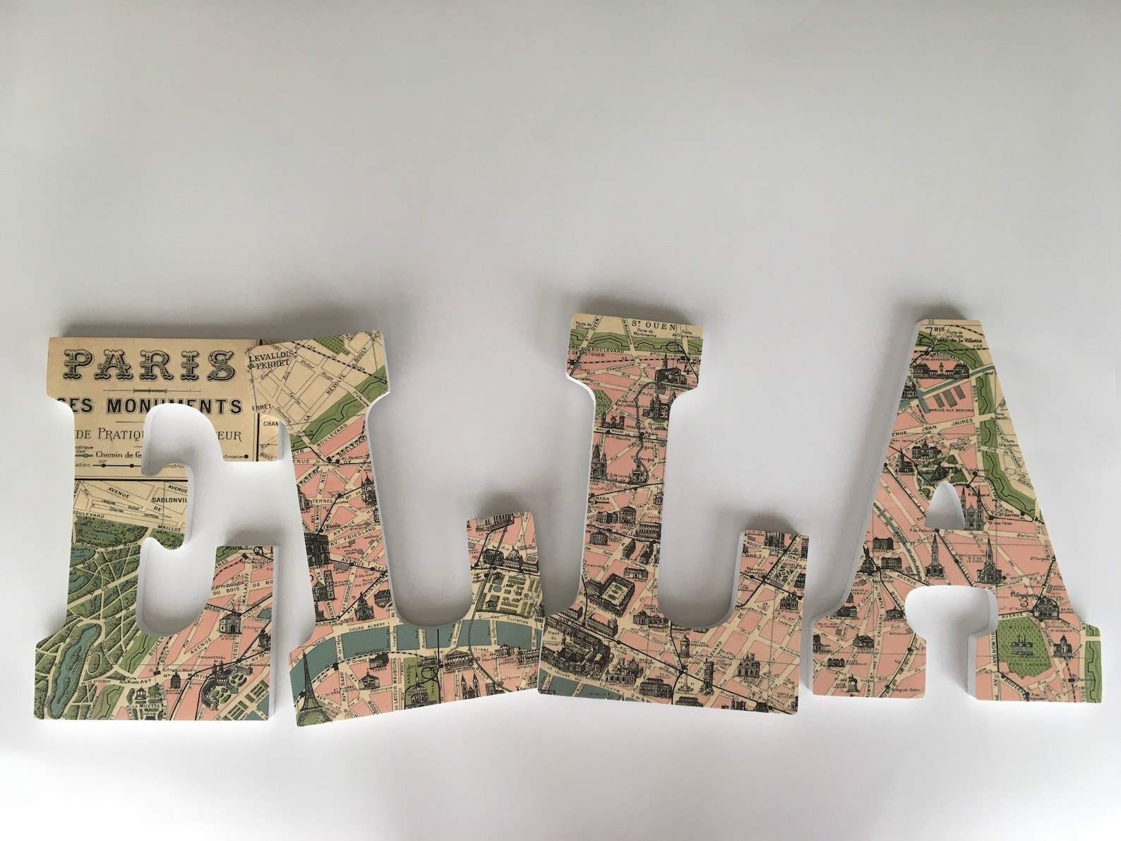 Paris Map Custom Wooden Letters Nursery Name Décor Travel - Etsy