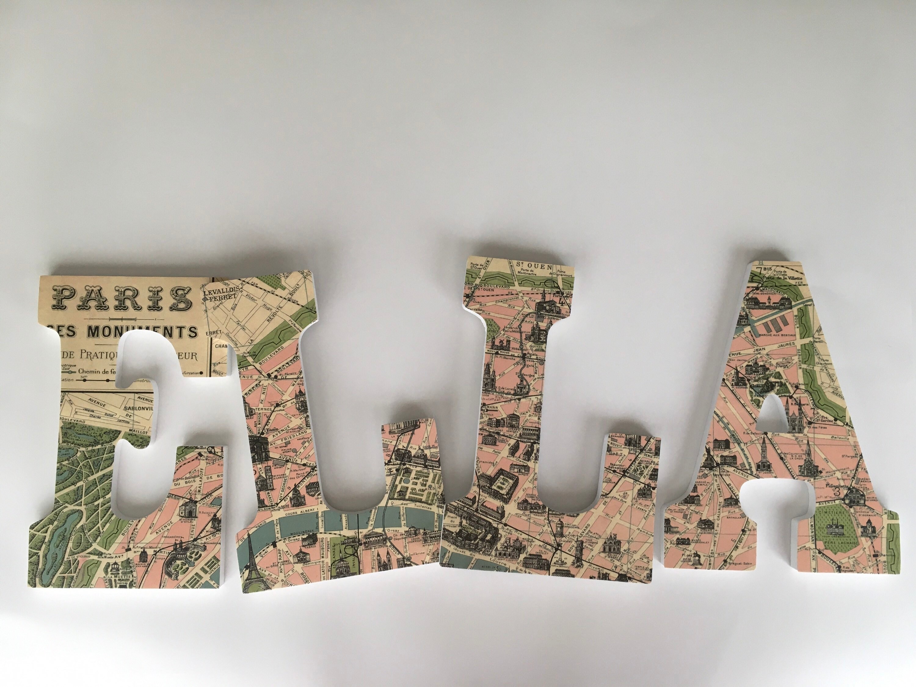 Paris Map Custom Wooden Letters, Nursery Name Décor, Travel Nursery ...