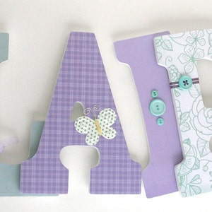 Wooden Letters for Baby Girl Nursery, Aquamarine and Lavender, Hanging ...