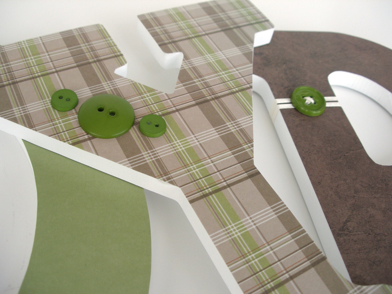 Wooden Nursery Letters Sage Green and Brown Custom Letter | Etsy