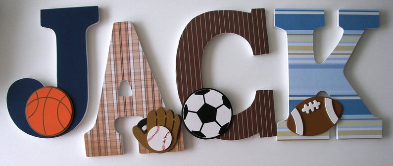 Set of 4 Decorated 9 Wooden Letters Personalized - Etsy